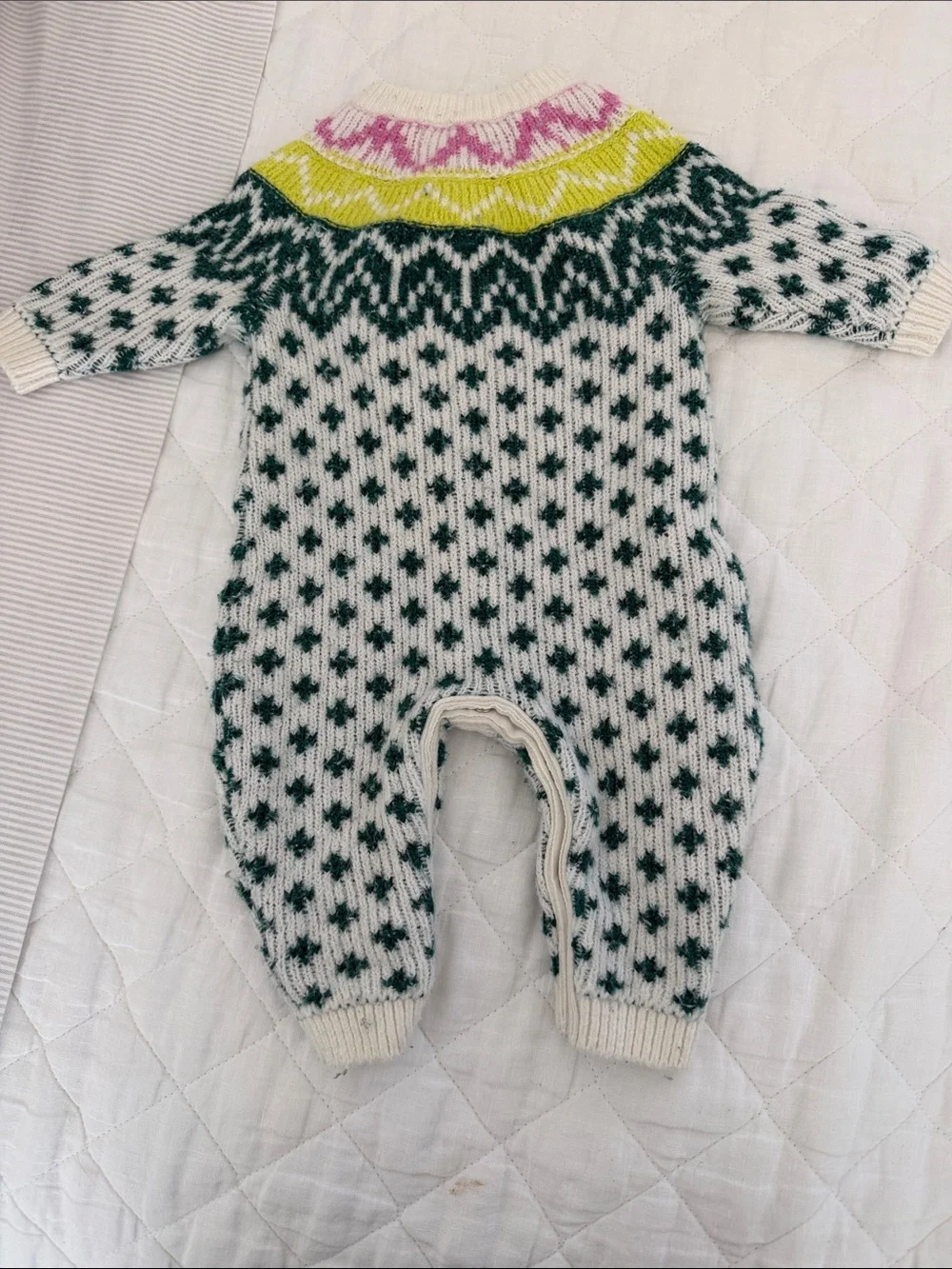 Old Navy | One Pieces | Old Navy Cream Knit Baby Onepiece With Green ...